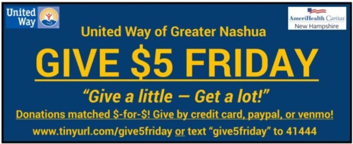 Take Five and Join Us for $5 FRIDAYS UNITED! - United Way of Greater Nashua